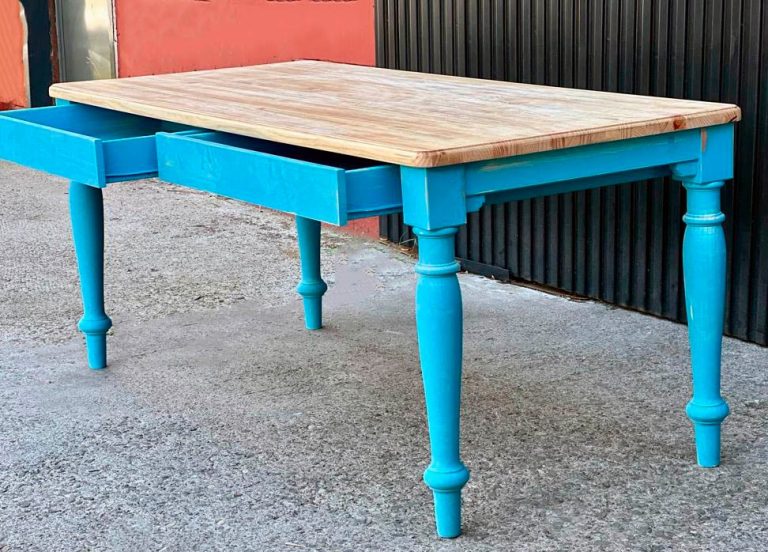 MESA RÚSTICA RECTANGULAR CON CAJÓN - MilMar Madera