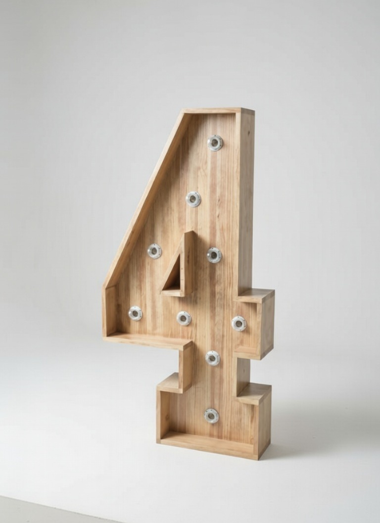 NÚMERO DE MADERA CON LUCES 180CM - MilMar Madera